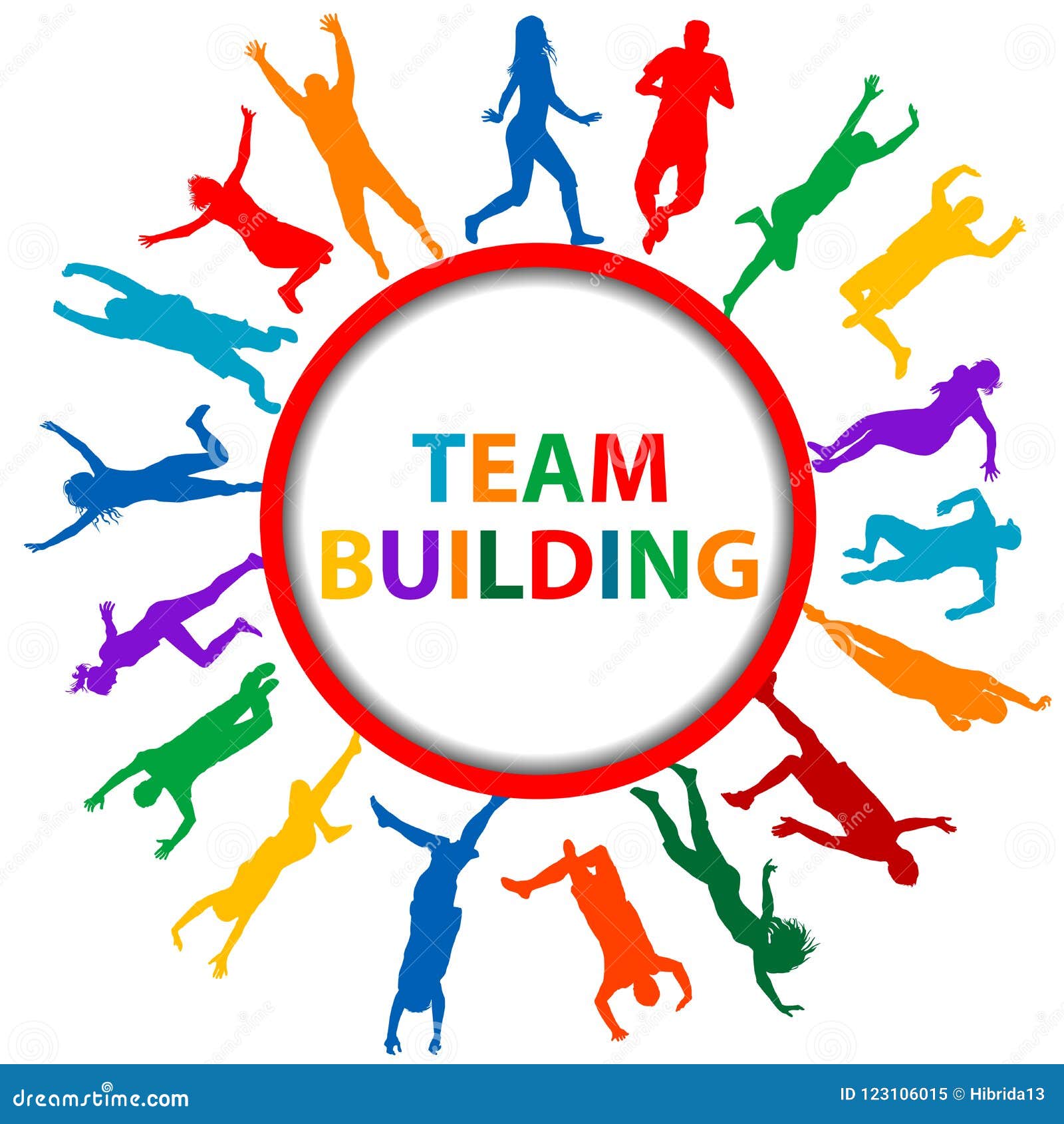 Team Building Concept with Men and Women Silhouettes Stock Vector ...