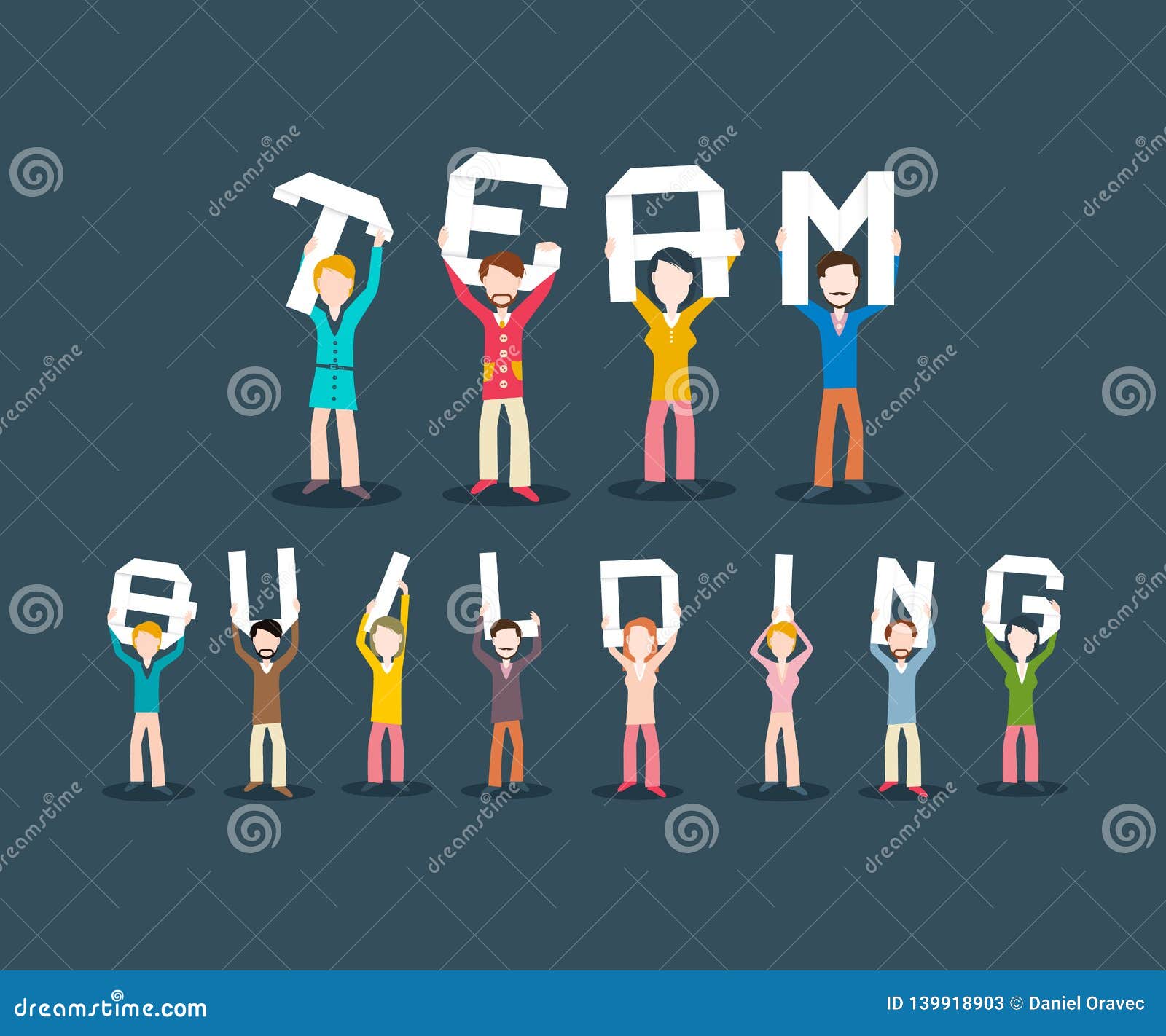 Team Building Concept. People Holding Letters Stock Vector ...