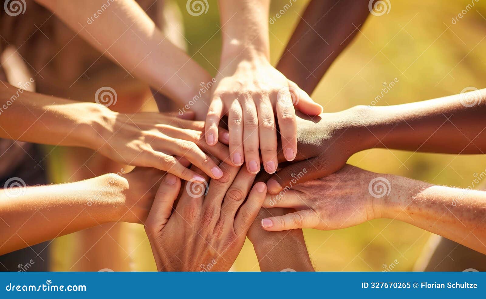 Team Building Exercise with Closeup of Team Stacking Hands Stock ...