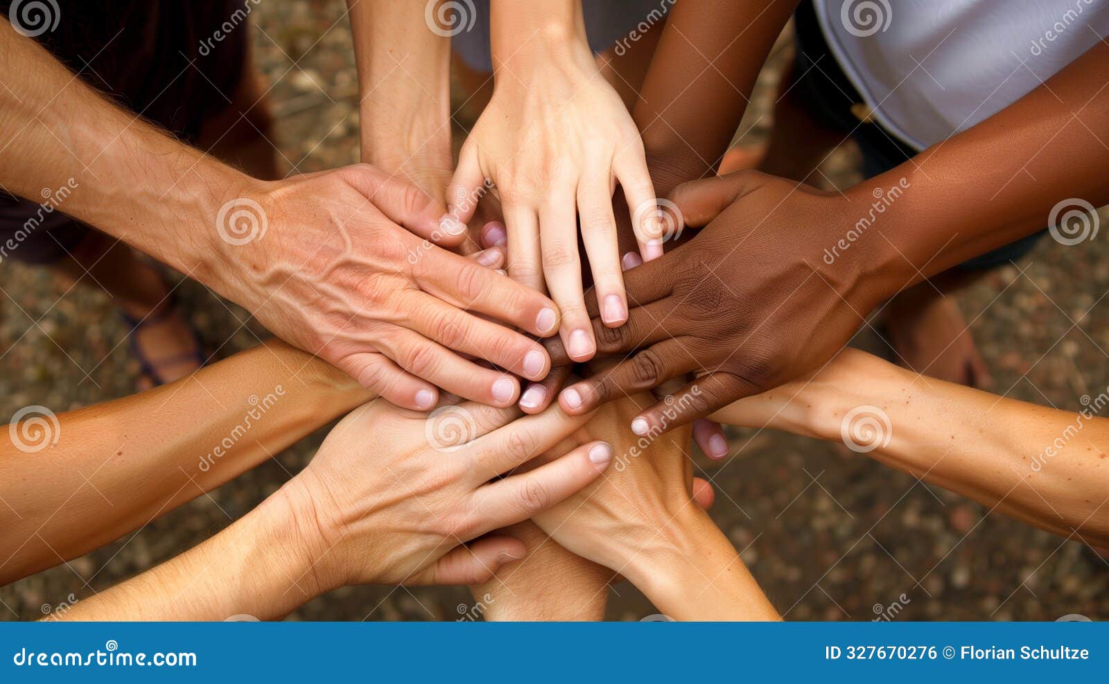 Team Building Exercise with Closeup of Team Stacking Hands Stock ...