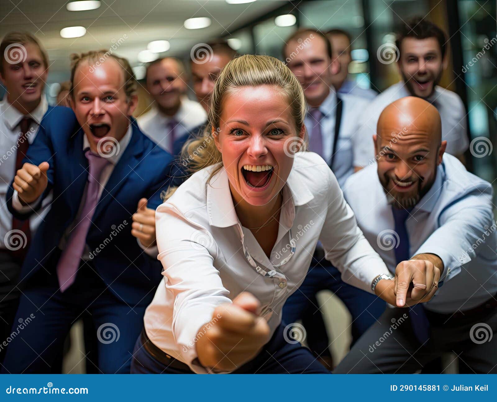 Team Building Exercises in Modern Corporate Setting Stock Illustration ...