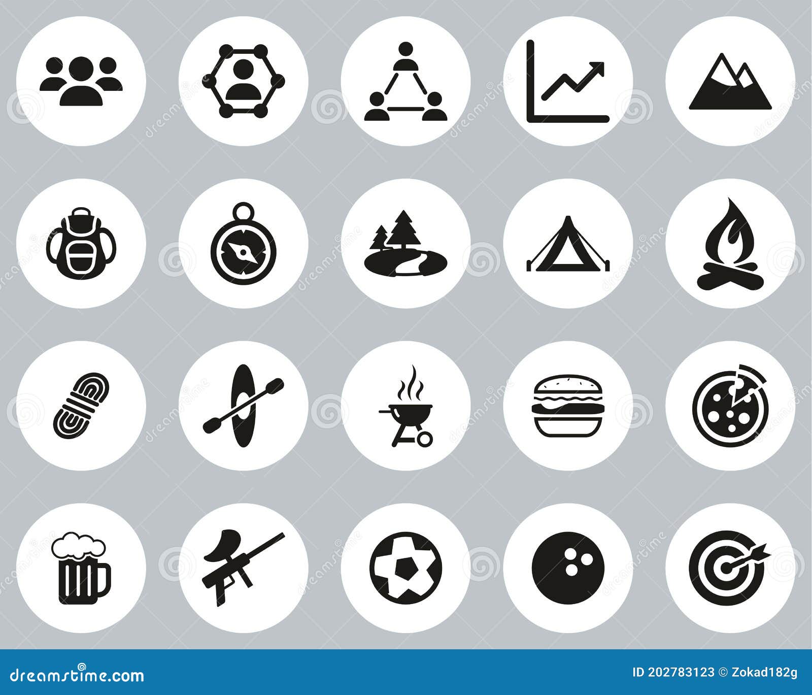 Team Building Icons Black & White Flat Design Circle Set Big Stock ...