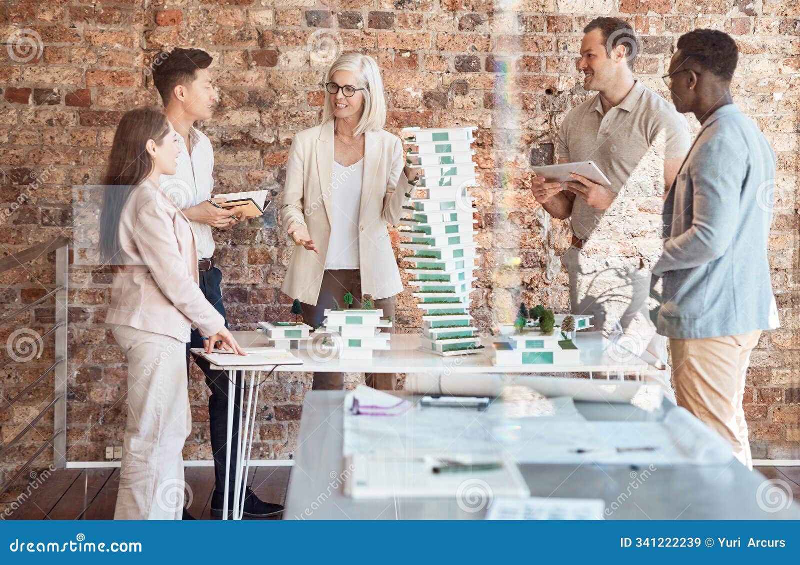 Team, Building Model and Architecture Meeting in Office for Planning ...