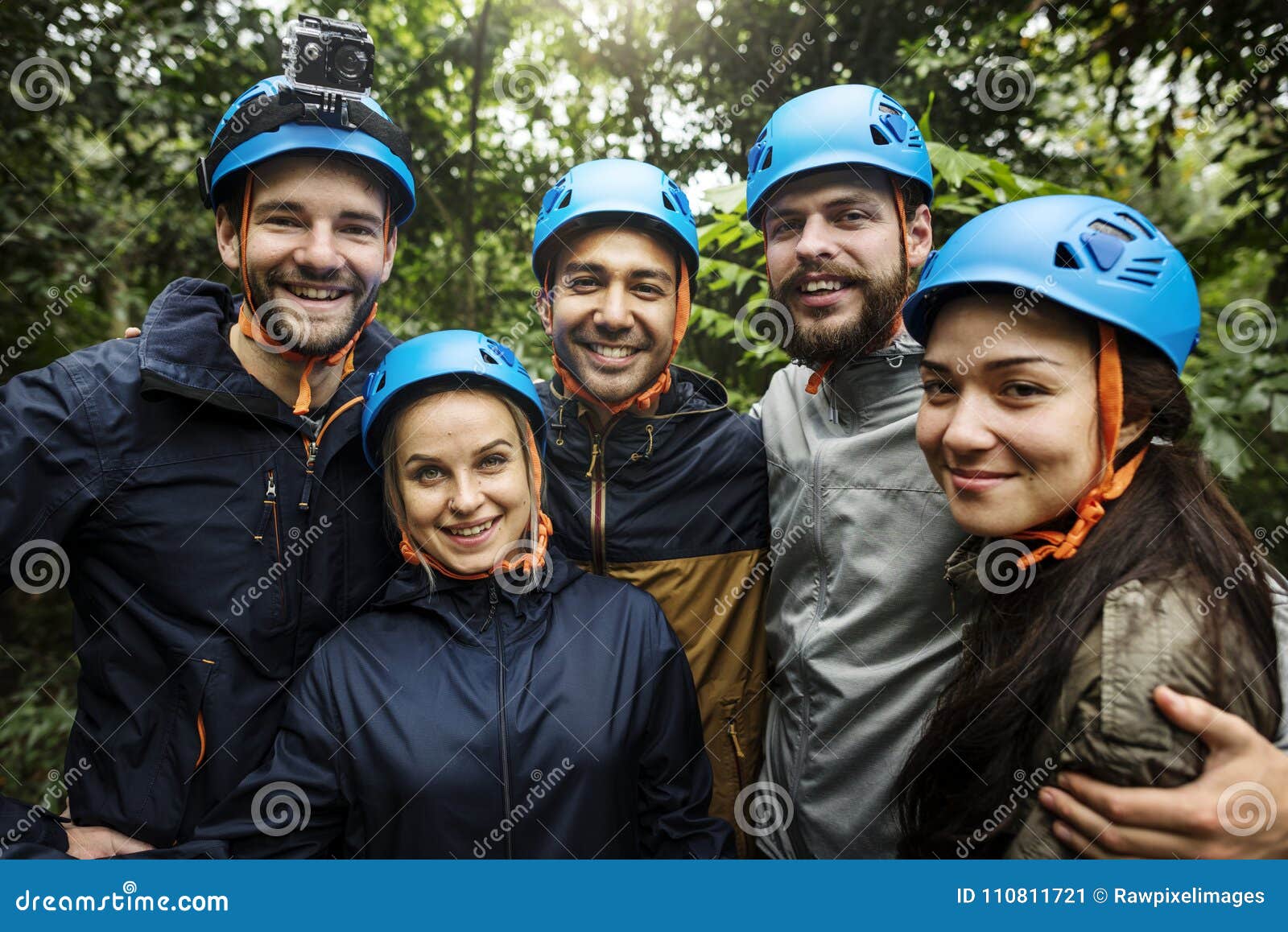 Team Building Outdoor in the Forest Stock Image - Image of camera ...
