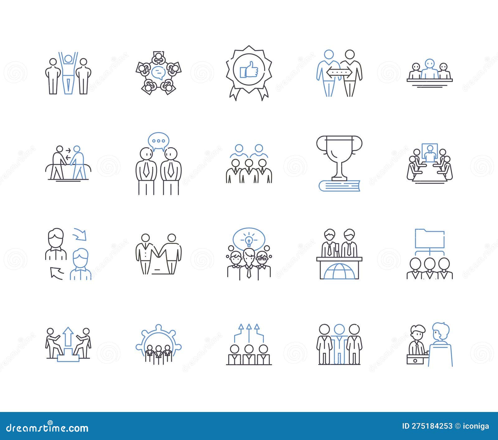 Team Building Outline Icons Collection. Teamwork, Collaboration ...