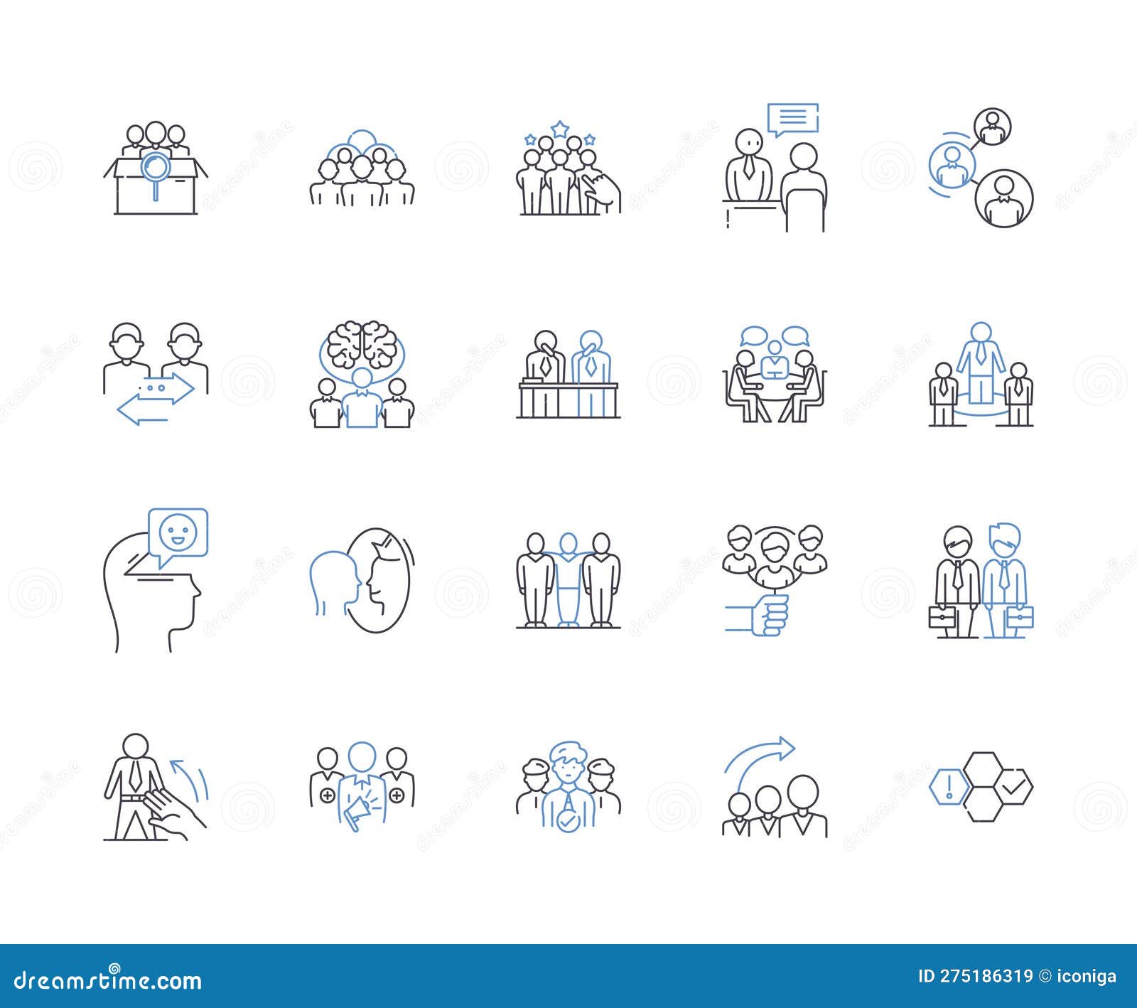 Team Building Outline Icons Collection. Teamwork, Collaboration ...