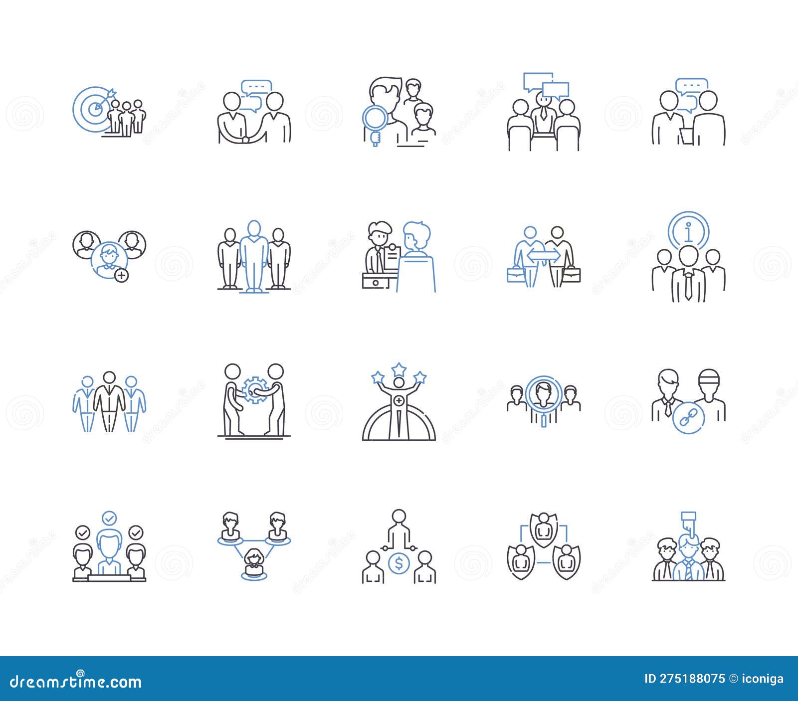 Team Building Outline Icons Collection. Teamwork, Collaboration ...
