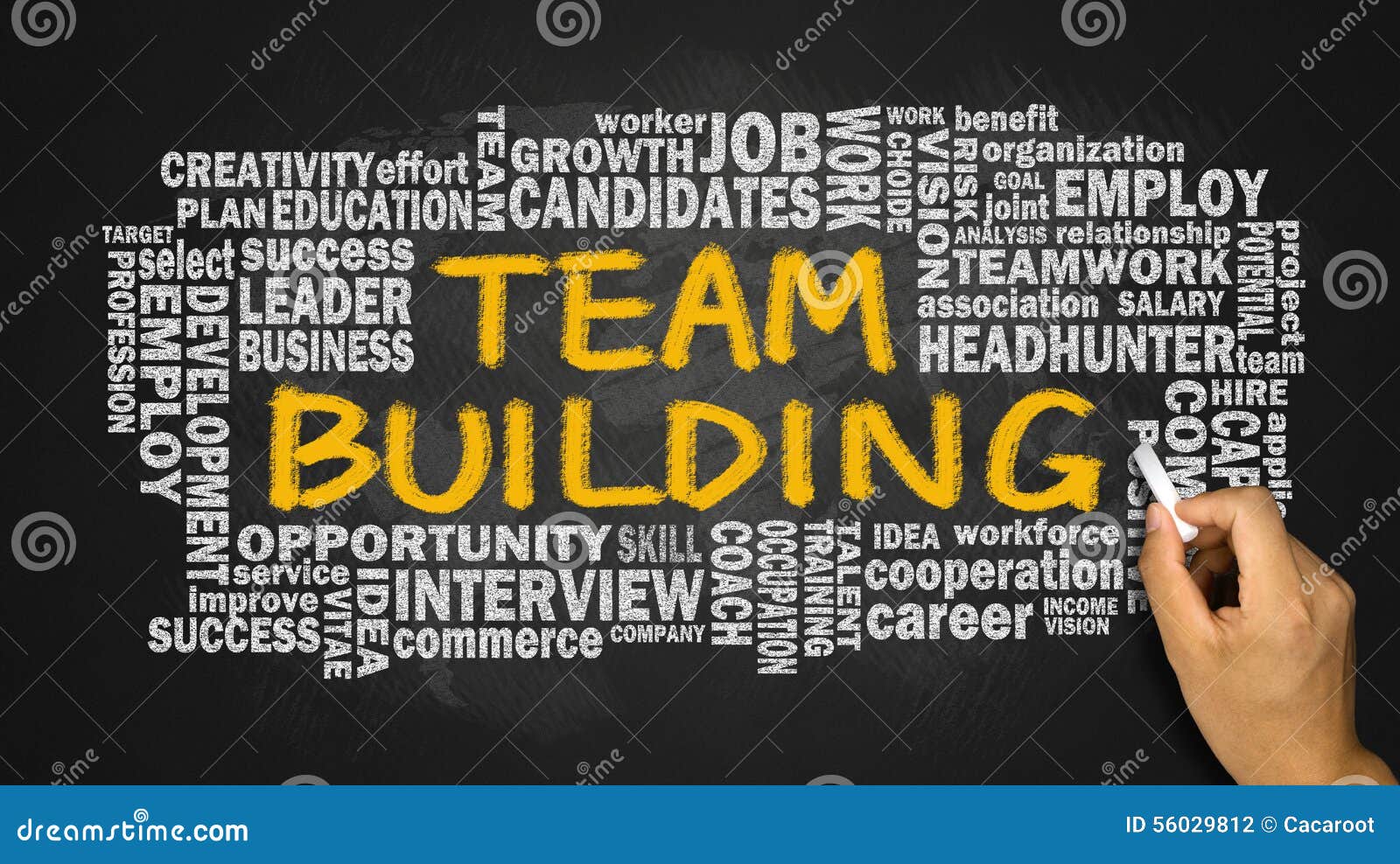 Team Building with Related Word Cloud Hand Drawing on Blackboard Stock ...