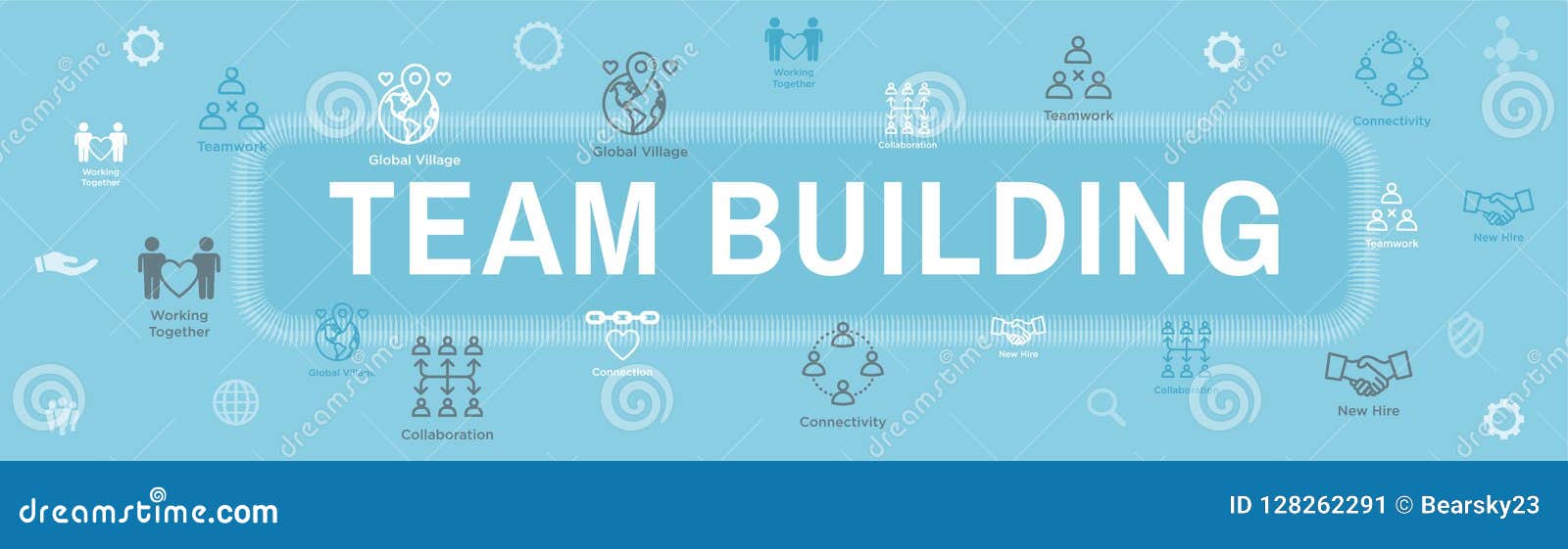 Team Building, Teamwork, - Connectivity Icon Set with Stick Figures and ...