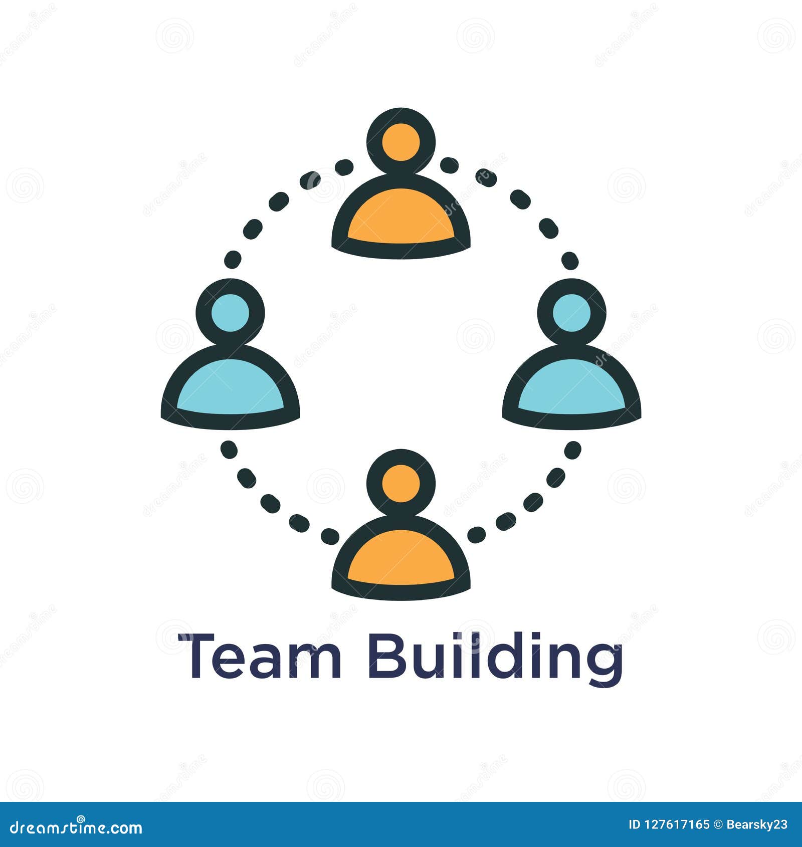Team Building, Teamwork, & Connectivity Icon With Stick Figures Cartoon ...