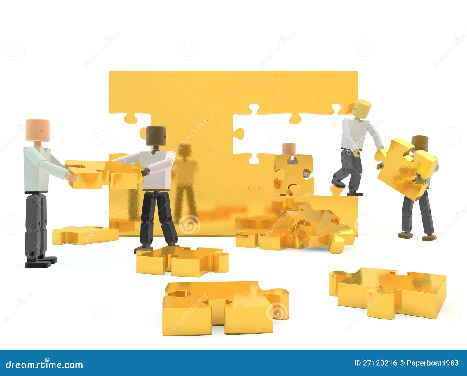 Team building a wall stock illustration. Illustration of group - 27120216