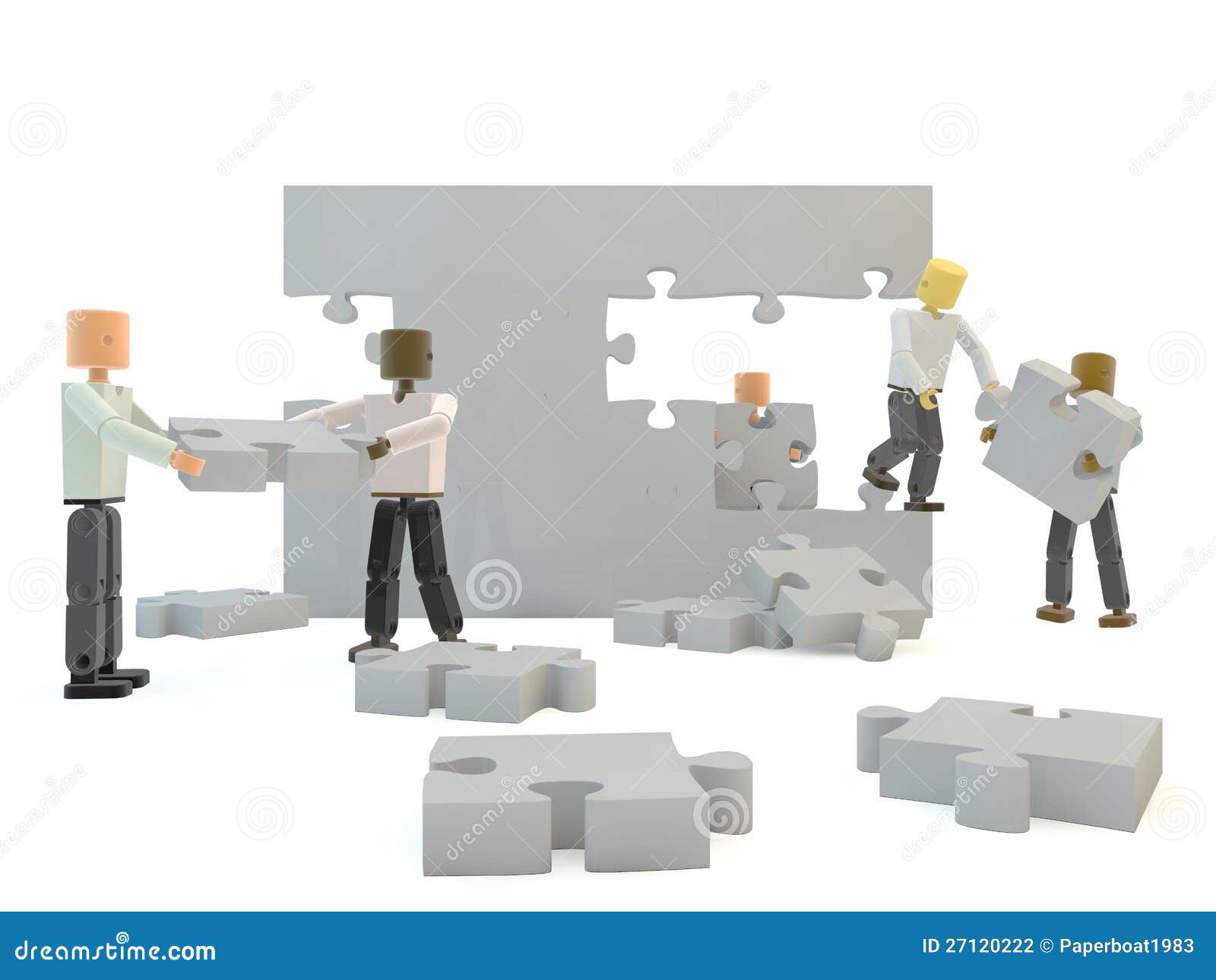Team building a wall stock illustration. Illustration of assistance ...