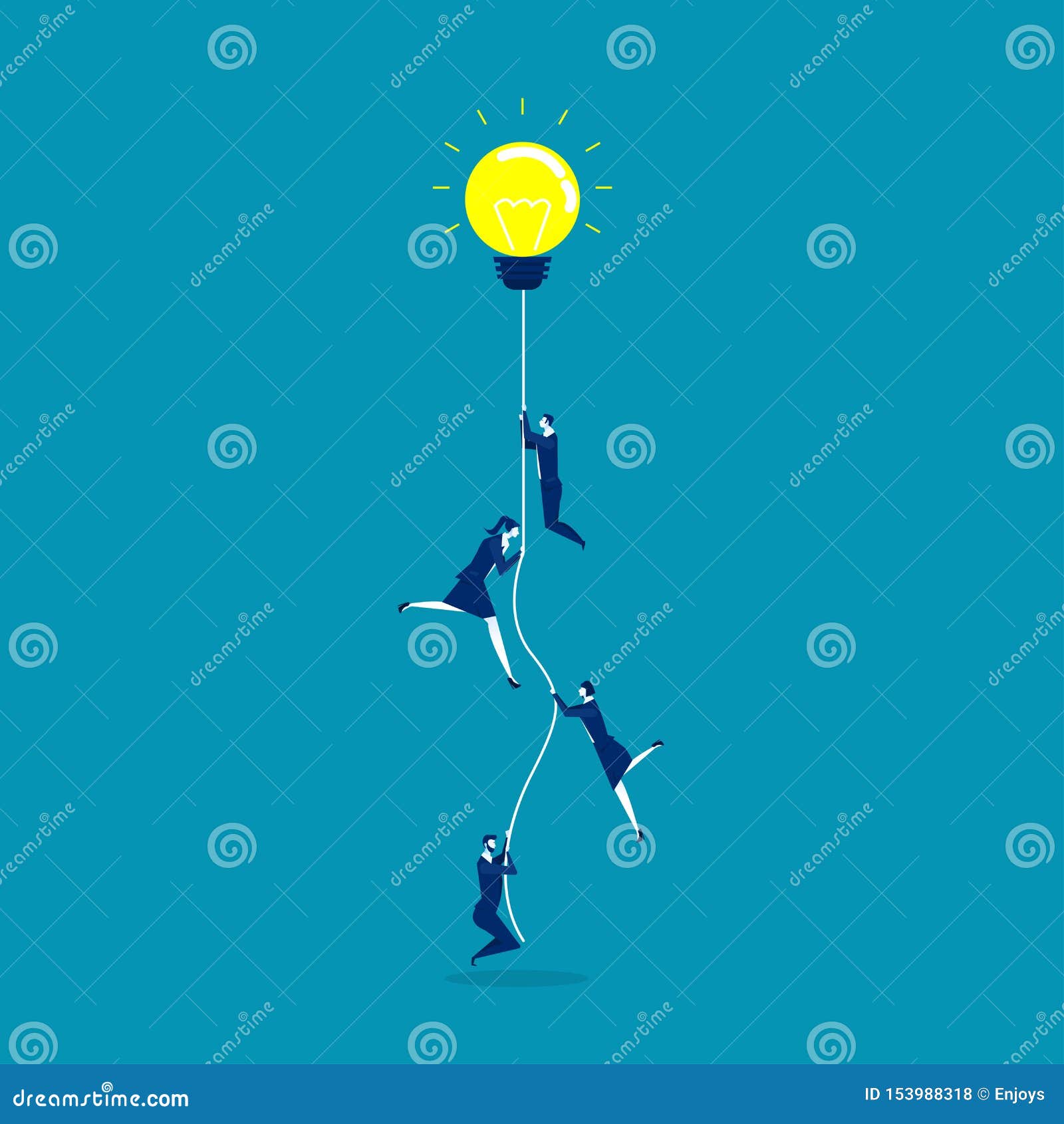 Team Business Flying by Bulb Idea Concept Vector Illustration Stock ...
