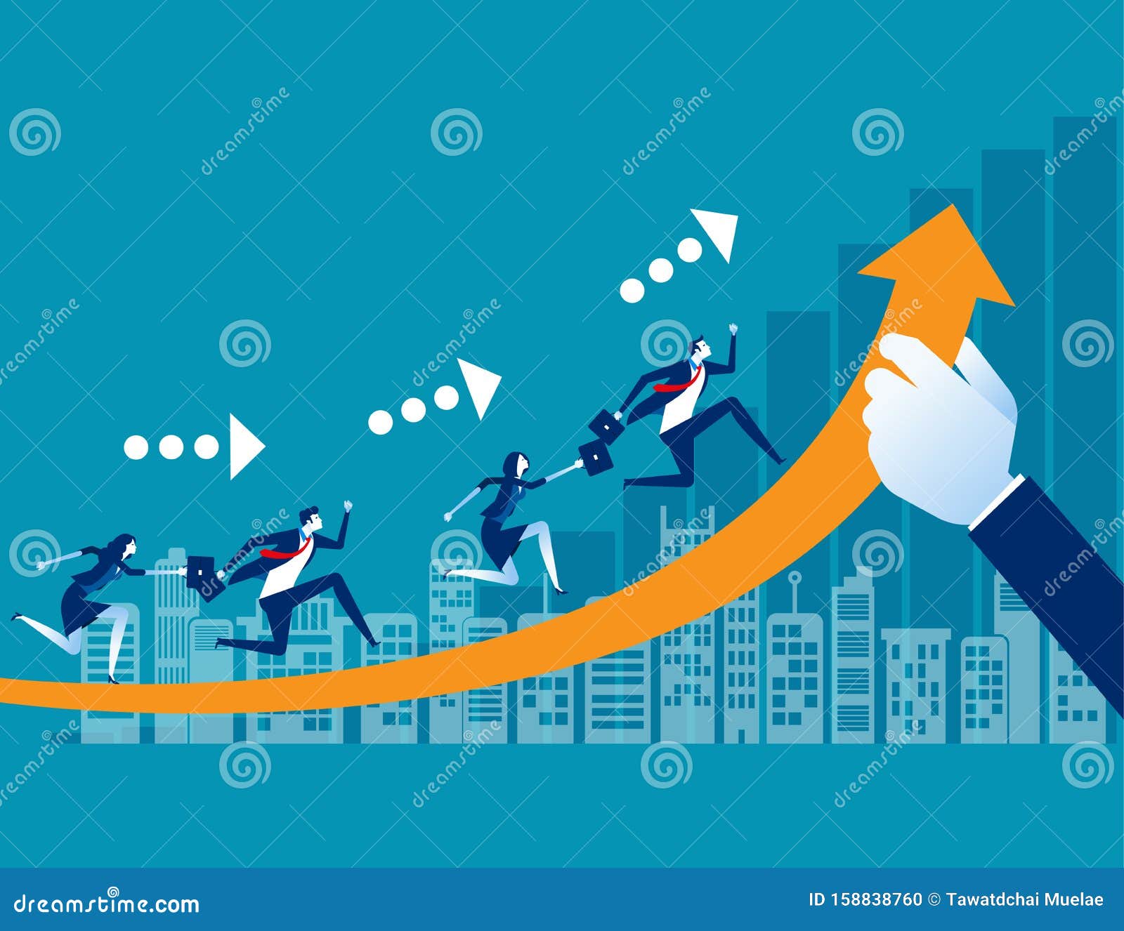 Team with Business Growth. Concept Business Vector, Path To Success ...