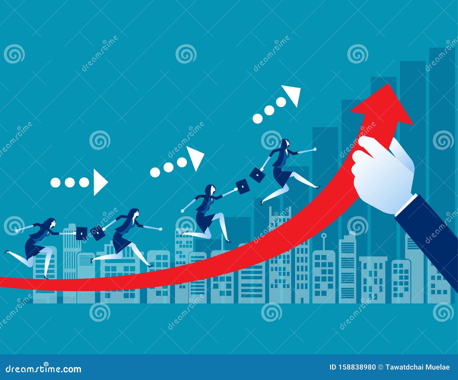 Team with Business Growth. Concept Business Vector, Path To Success ...