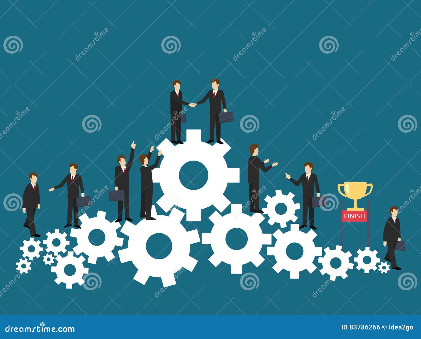 Team of Business Men on the Cog. Team Work Concept Stock Vector ...