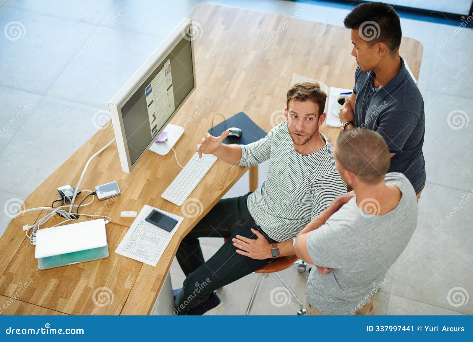 Team, Business Men or Planning on Computer for Creative Design ...