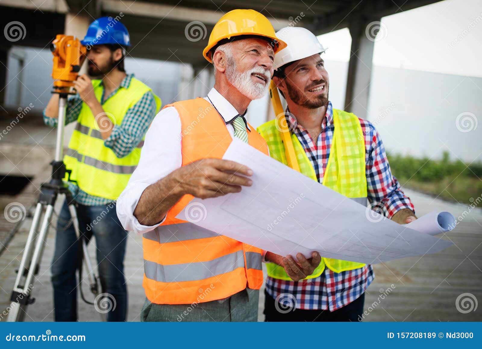 Team of Business People in Group, Architect and Engeneer on Building ...