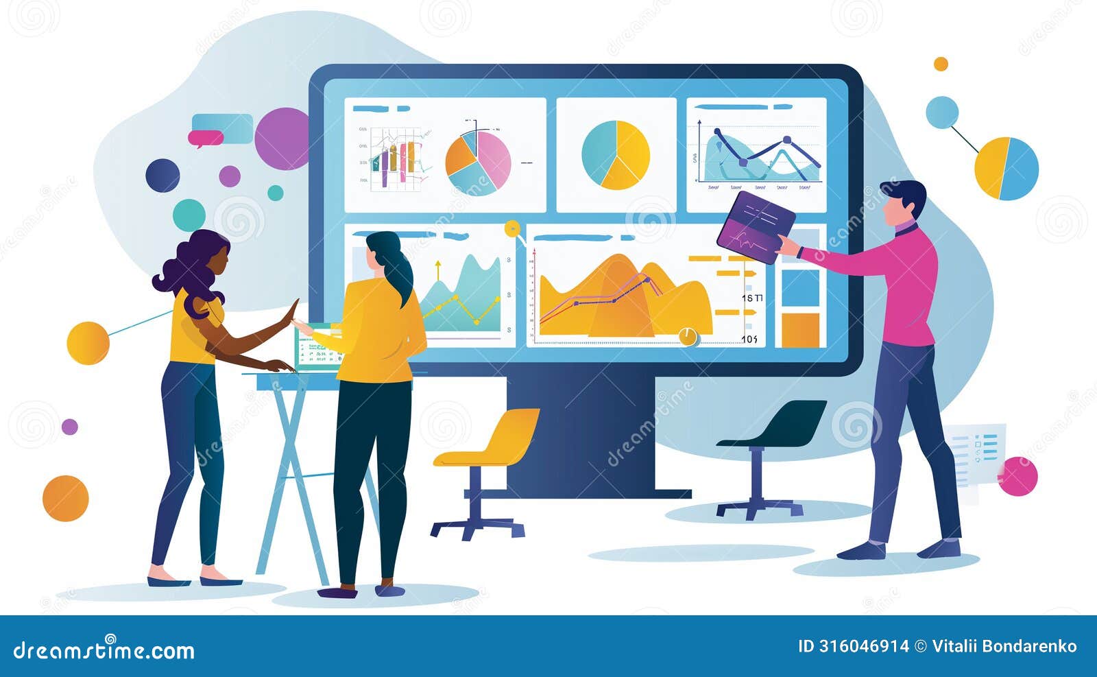 Team of Business People Working on Computer Screen. Teamwork ...