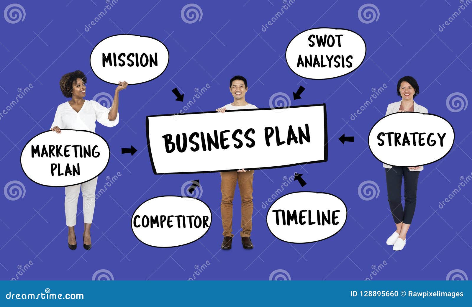 Team with a business plan stock photo. Image of concept - 128895660
