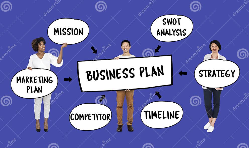 Team with a business plan stock photo. Image of concept - 128895660