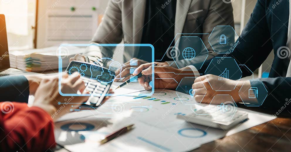 Team Business Using Chatbot in Computer and Tablet Smart Intelligence Ai.Chat GPT Chat with AI ...