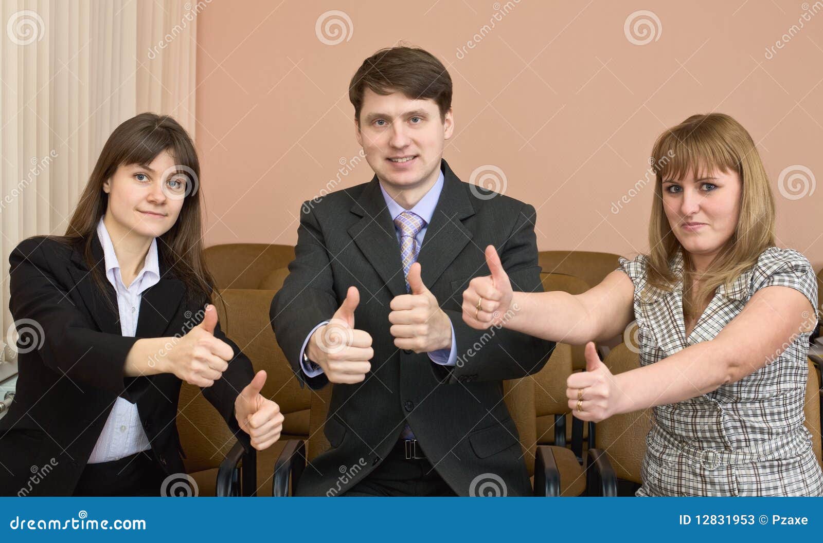 Team of Businessmen Show Thumb Up Stock Image - Image of cravat ...