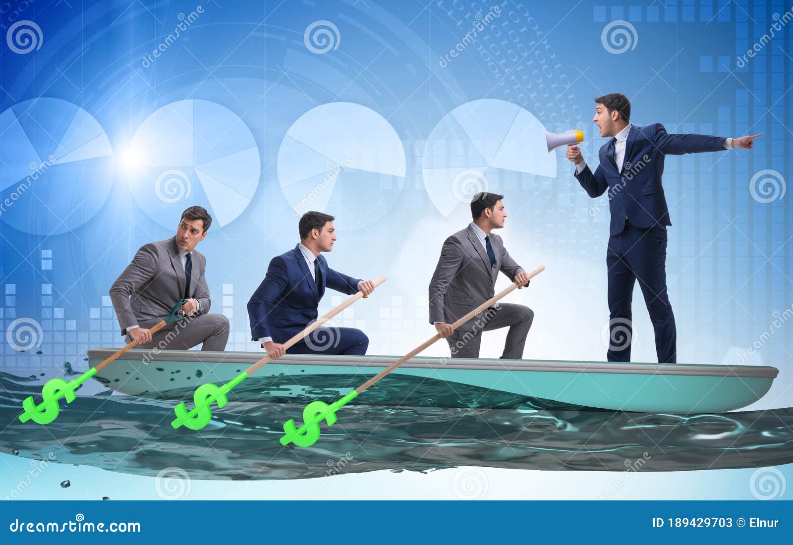 Team of Businessmen in Teamwork Concept with Boat Stock Image - Image ...