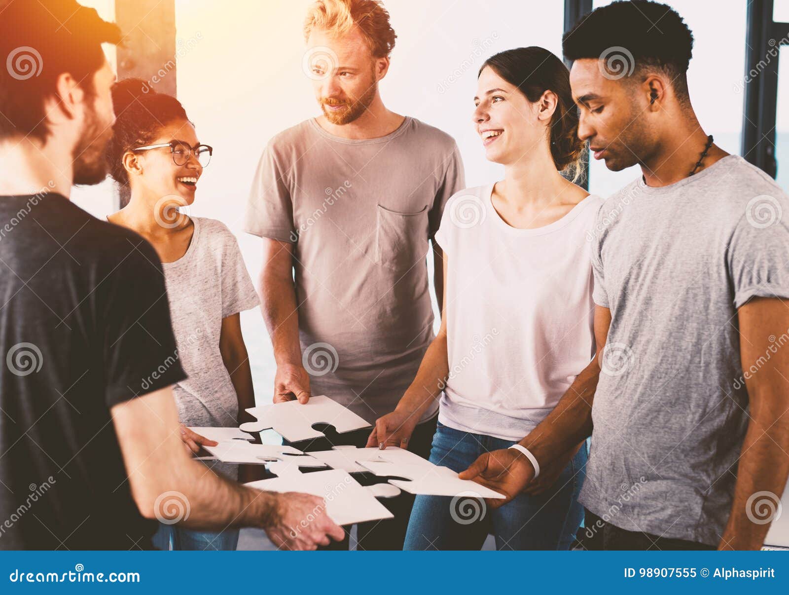 Team of Businessmen Work Together for One Goal. Concept of Unity and ...