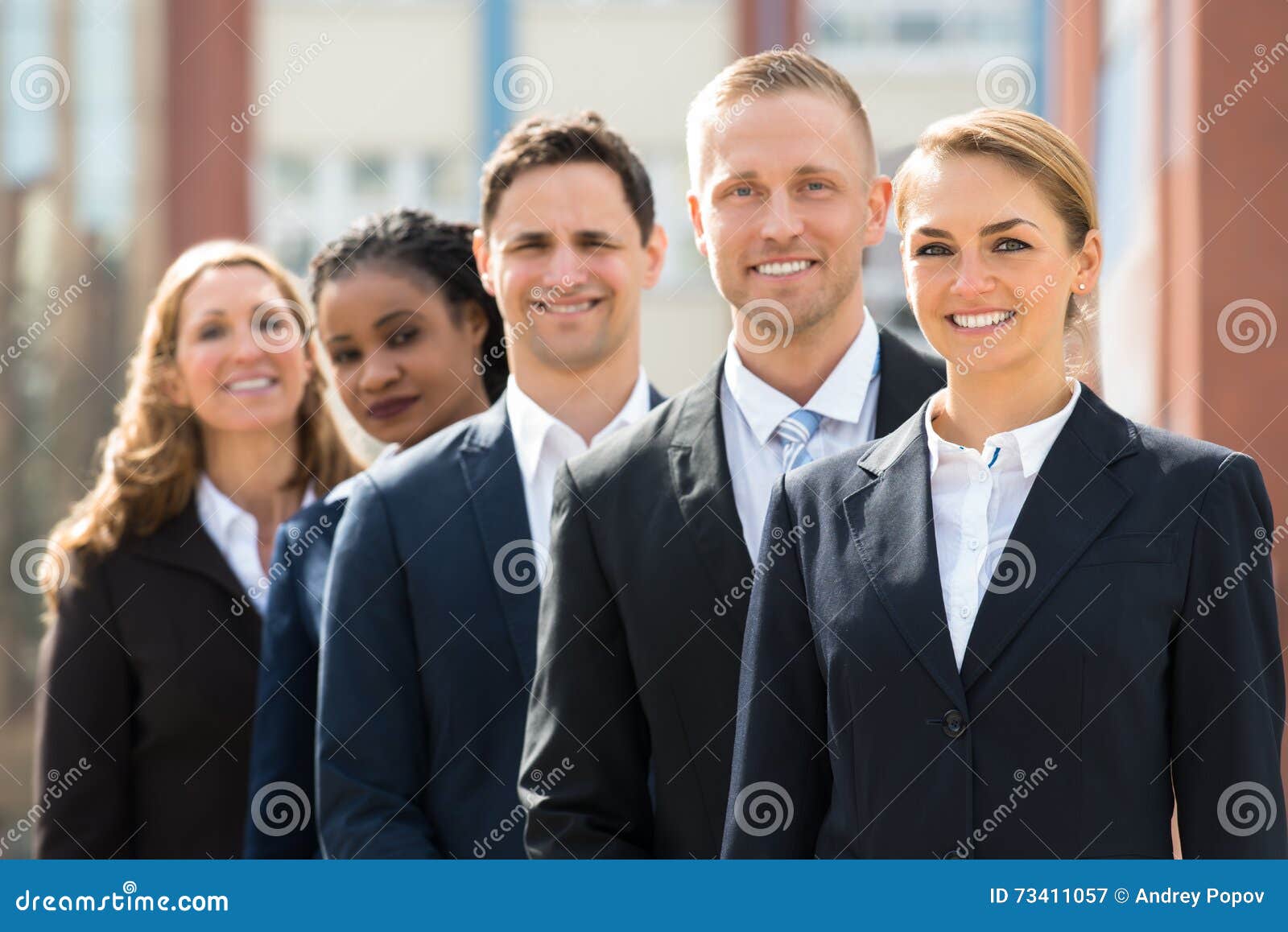 Team of Businesspeople Standing in Queue Stock Image - Image of group ...