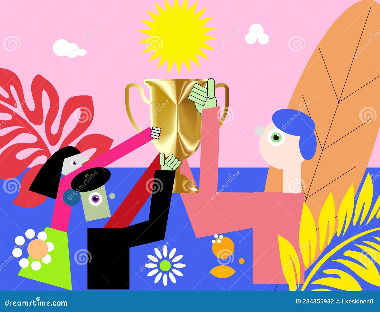 Illustration a Team Celebrate Victory Together Stock Illustration ...