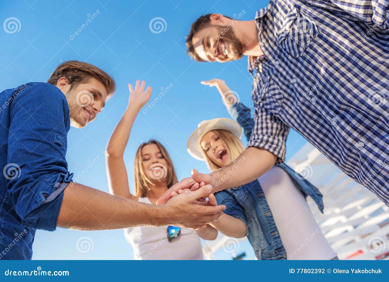 Team Celebrating Together on the Beach Stock Photo - Image of ...