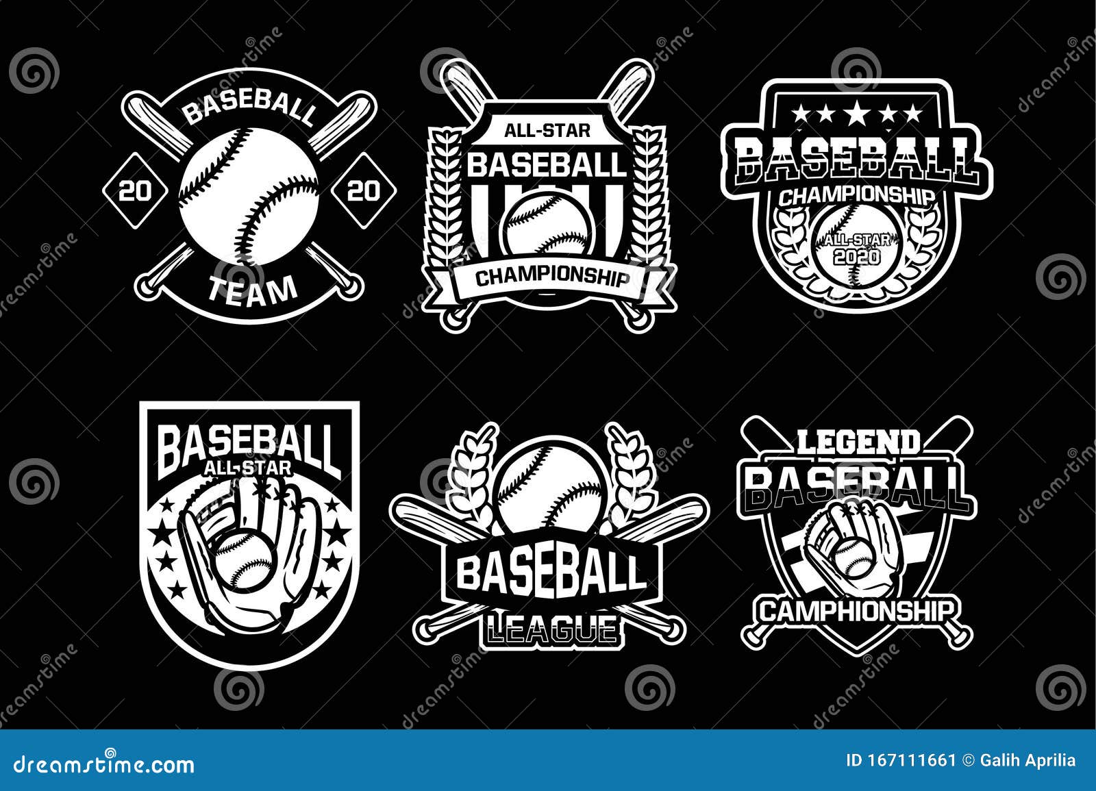 Team Championship Badge Logo Emblem Set Template Collection Black and ...