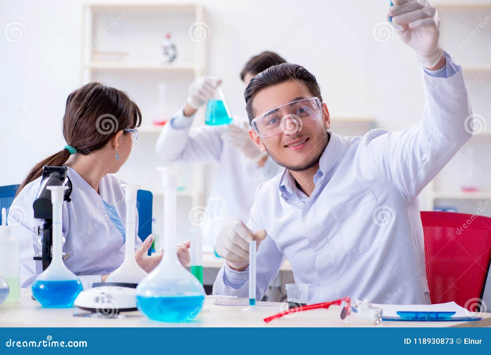 The Team of Chemists Working in the Lab Stock Image - Image of chemists ...