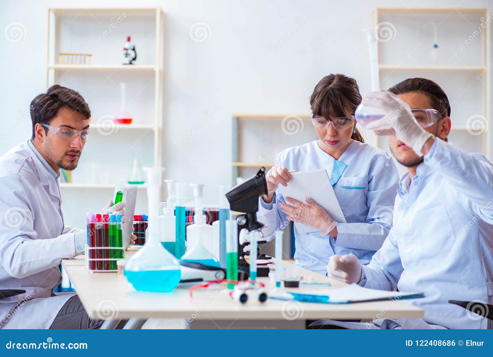 The Team of Chemists Working in the Lab Stock Photo - Image of ...