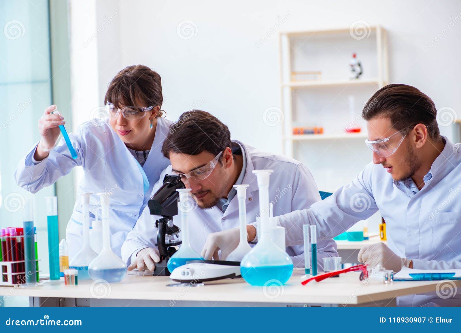The Team of Chemists Working in the Lab Stock Image - Image of medicine ...