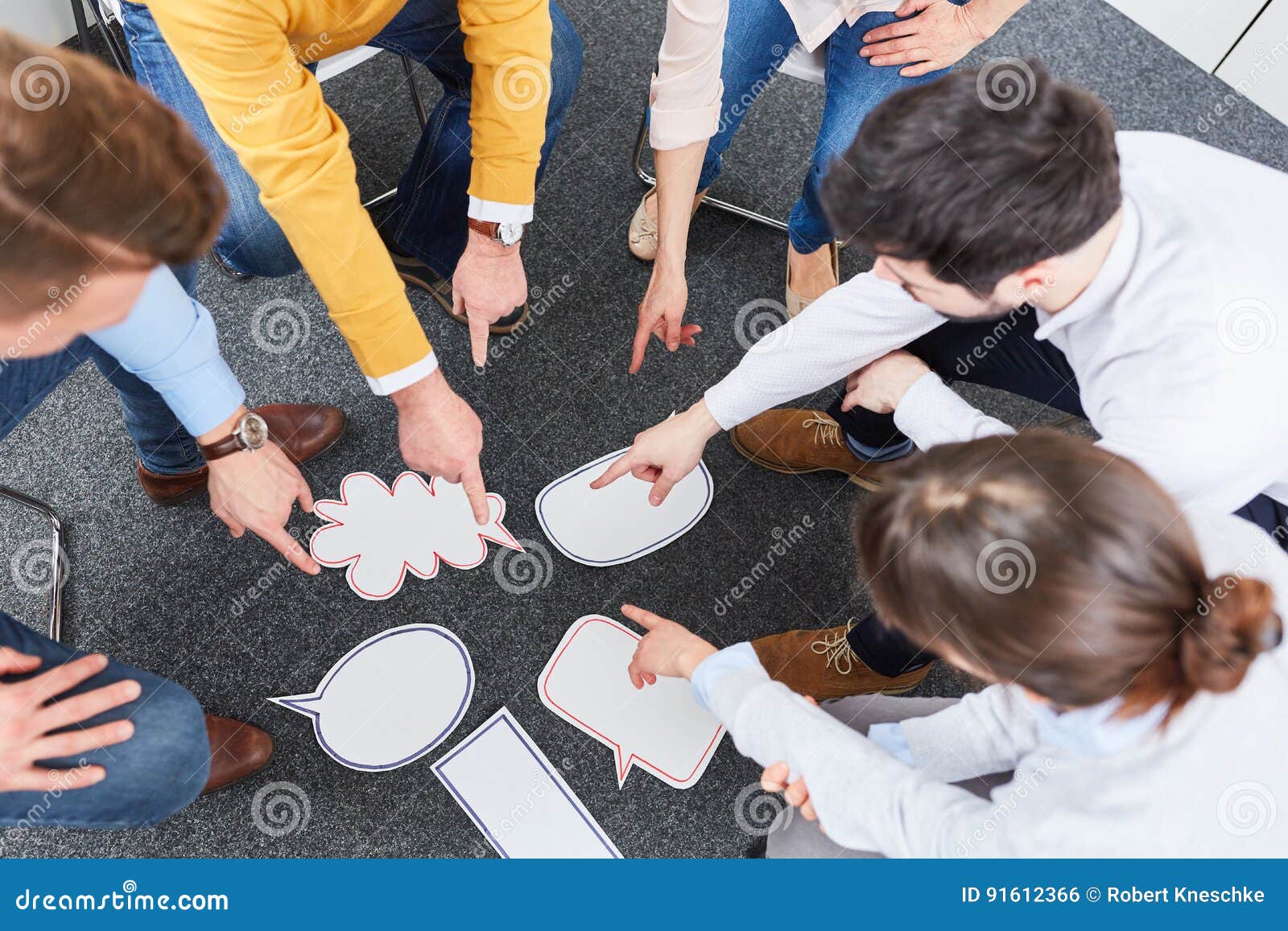 Team in Circle at Team Building Workshop Stock Photo - Image of start ...