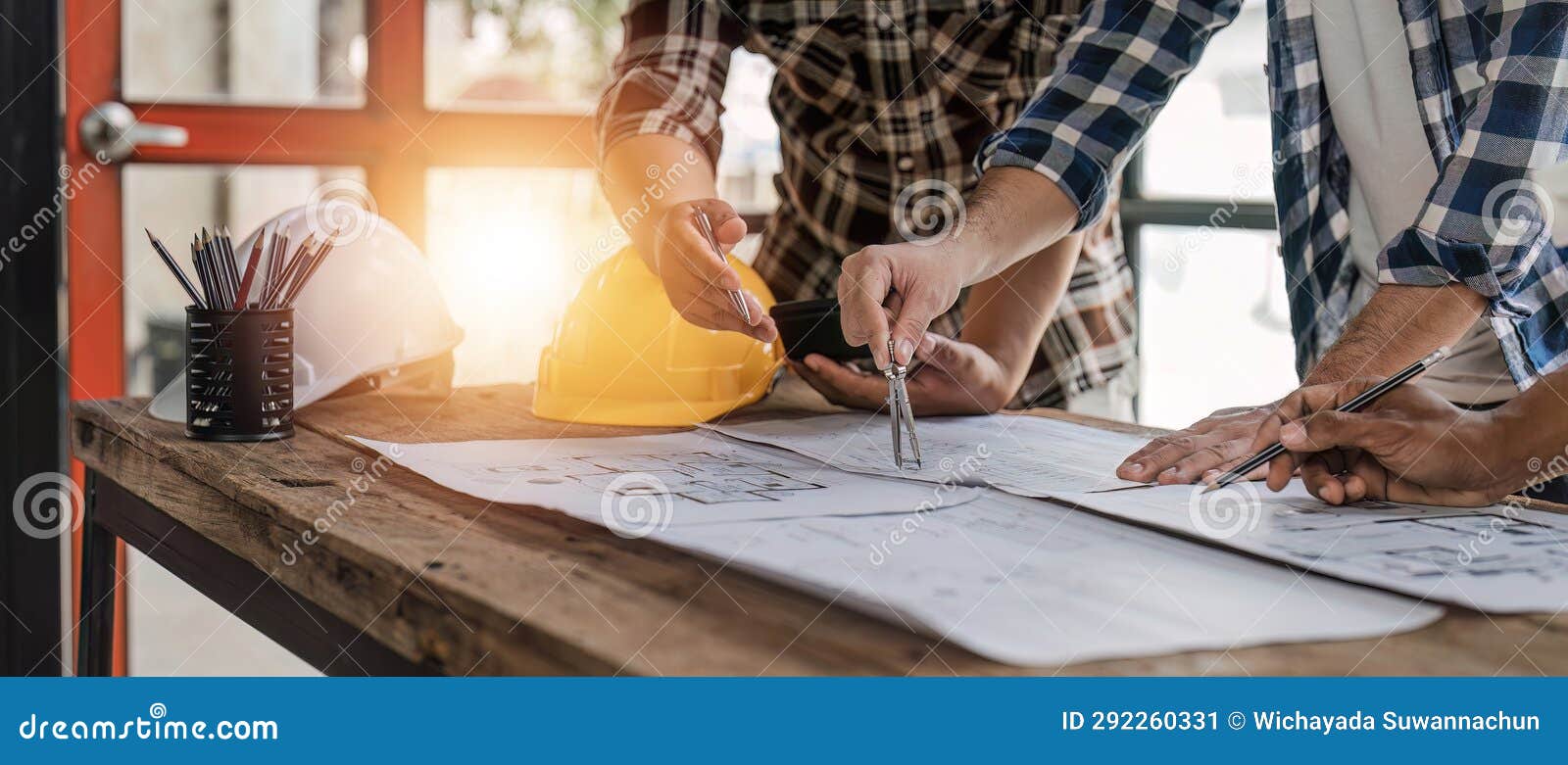 Team of Civil Engineers Meeting at Construction Site in Modern City To ...