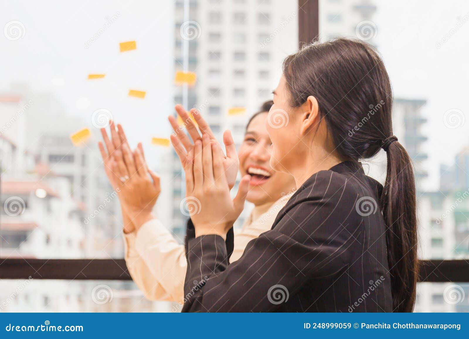 Team Clapping Hands of Consent at Group Presentation, Business People ...