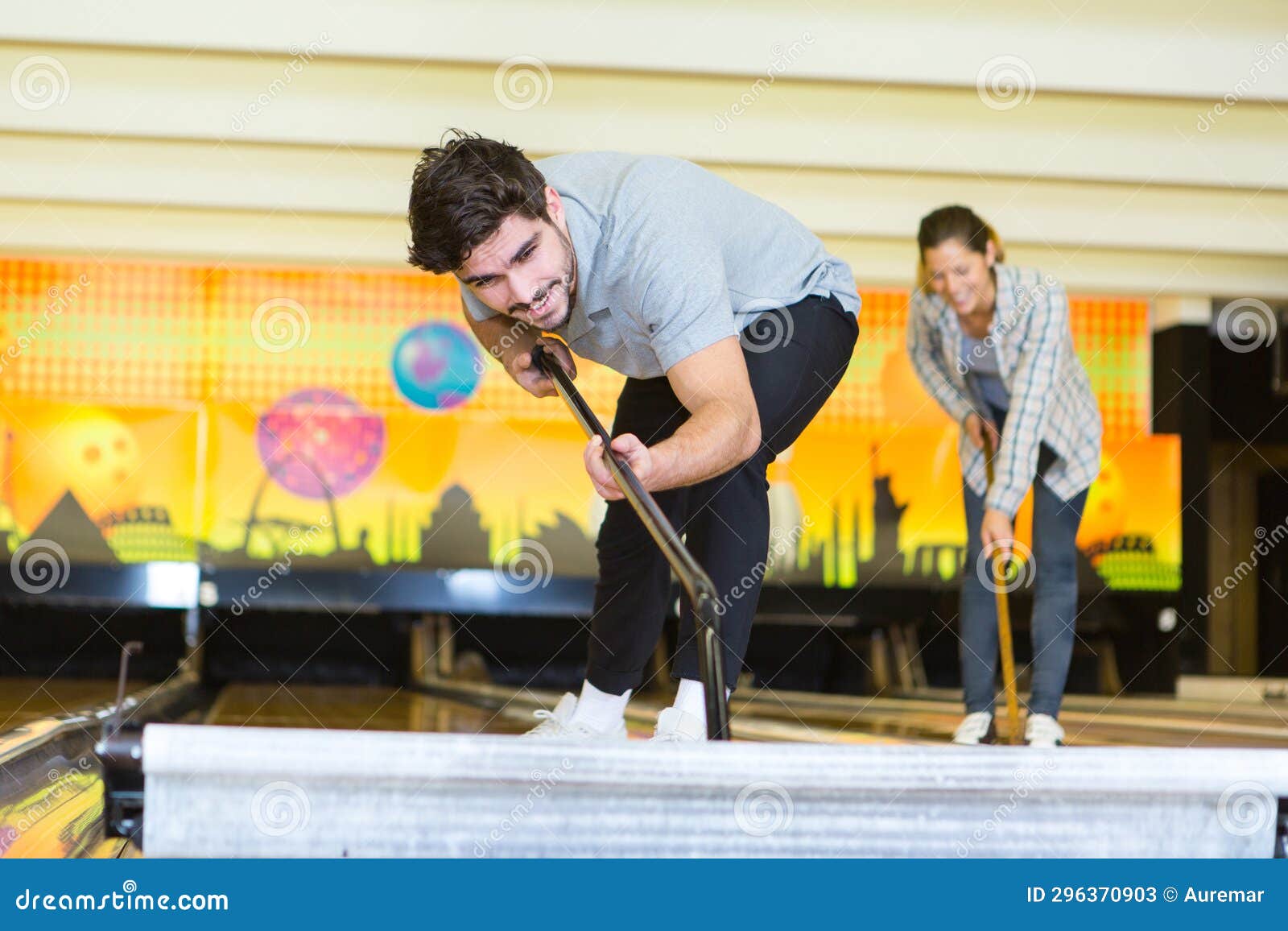 Team Cleaning Bowling Floor Stock Image - Image of bowling, mailed ...
