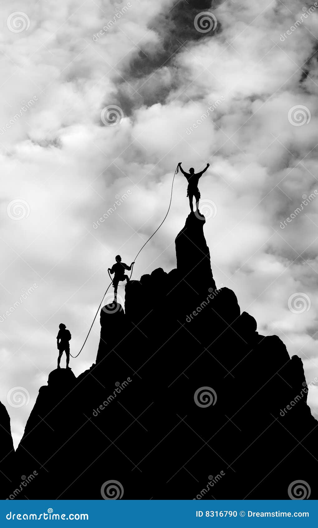 Team of Climbers Reaching the Summit. Stock Photo - Image of high ...