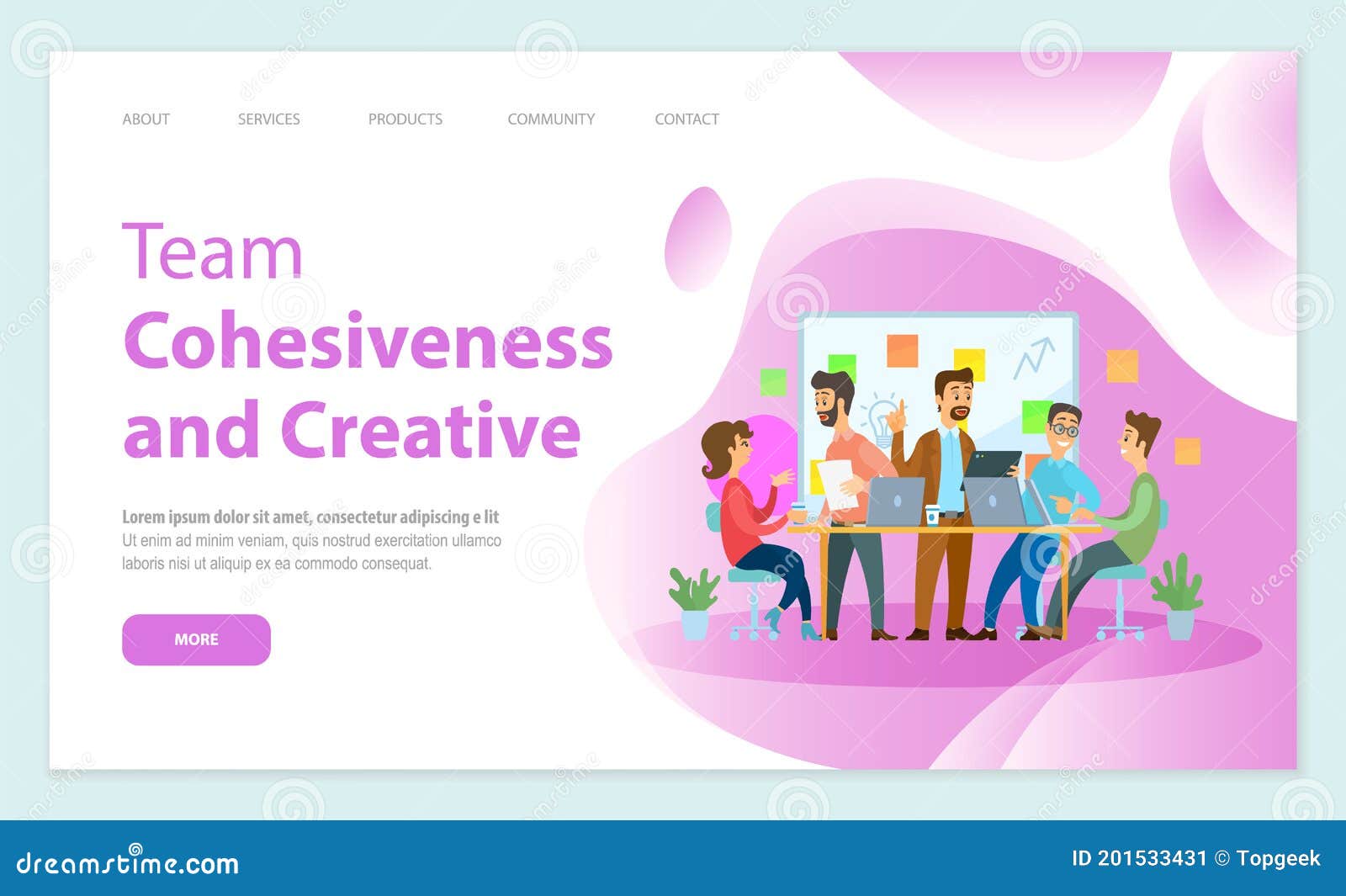 Team Cohesiveness and Creative Website Vector. Idea Concept for ...