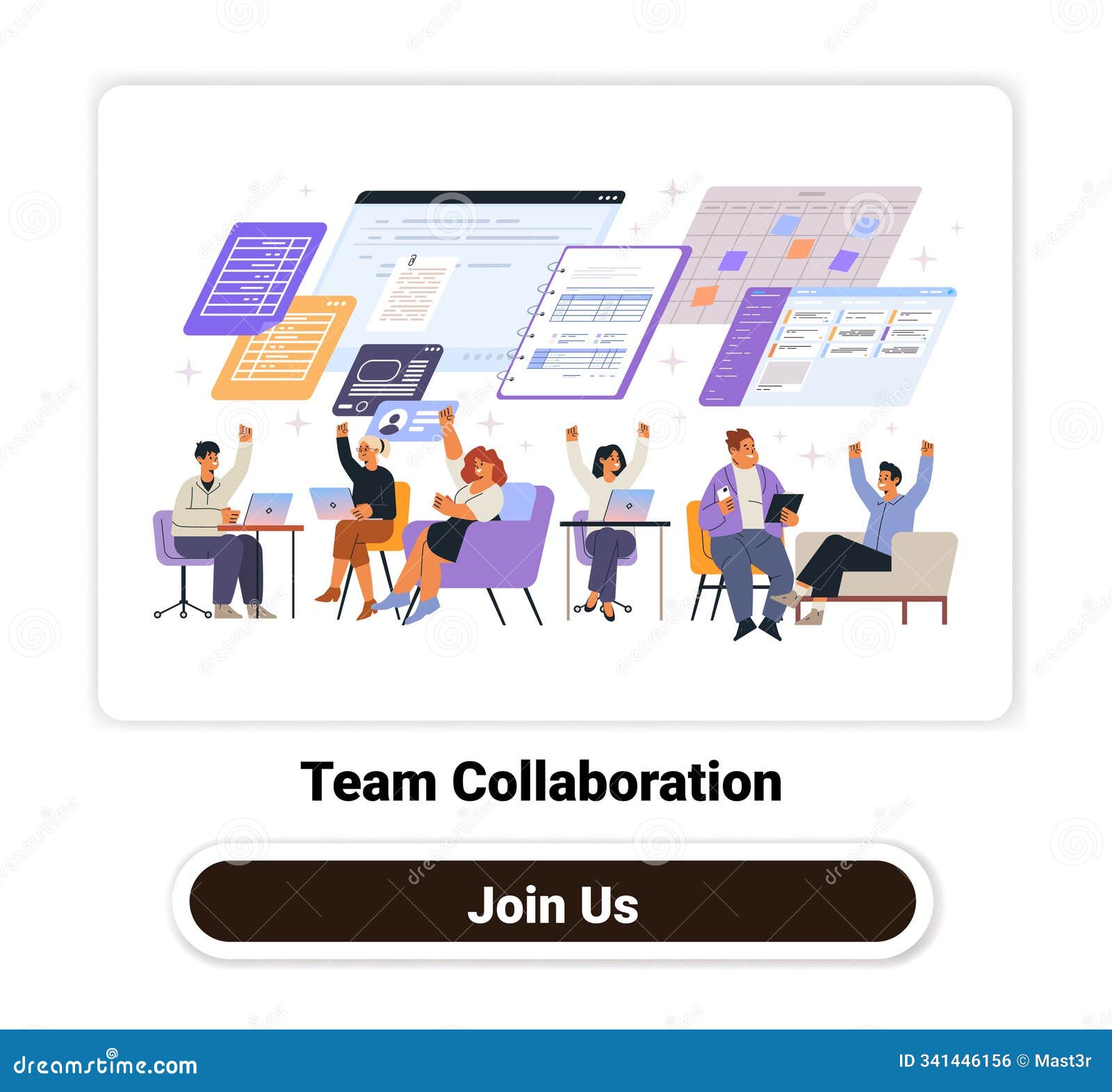 Team Collaboration Business Concept Illustration Showing Diverse ...