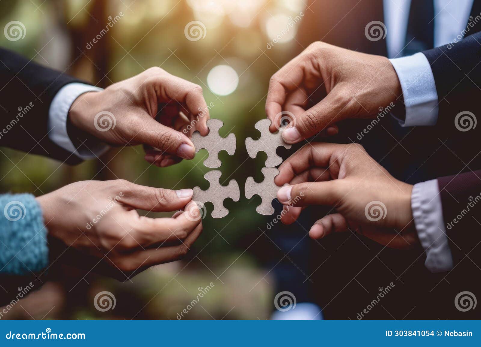 Team Collaboration, Hands Joining Puzzle Pieces, Symbolic of Unity ...