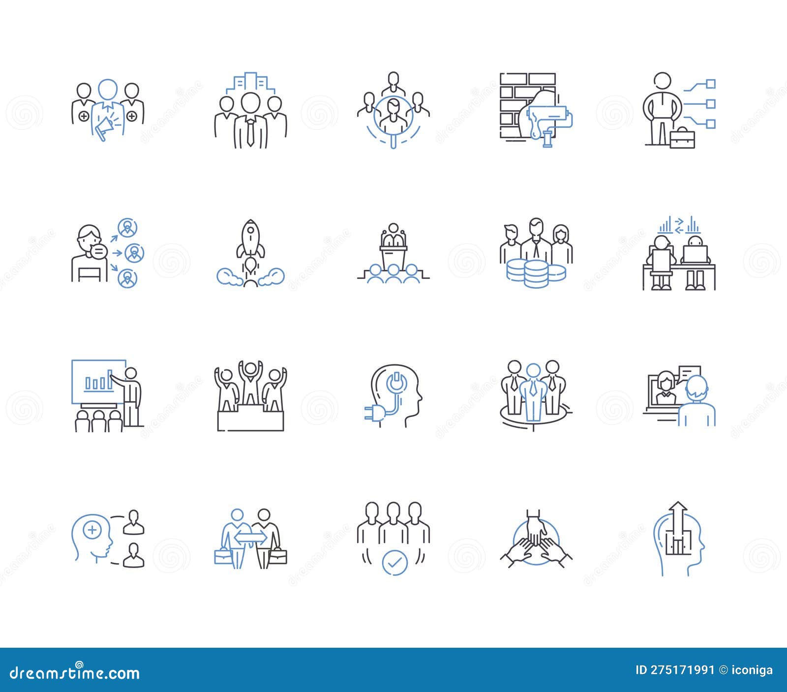 Team Collaboration Outline Icons Collection. Cooperation, Collaboration ...