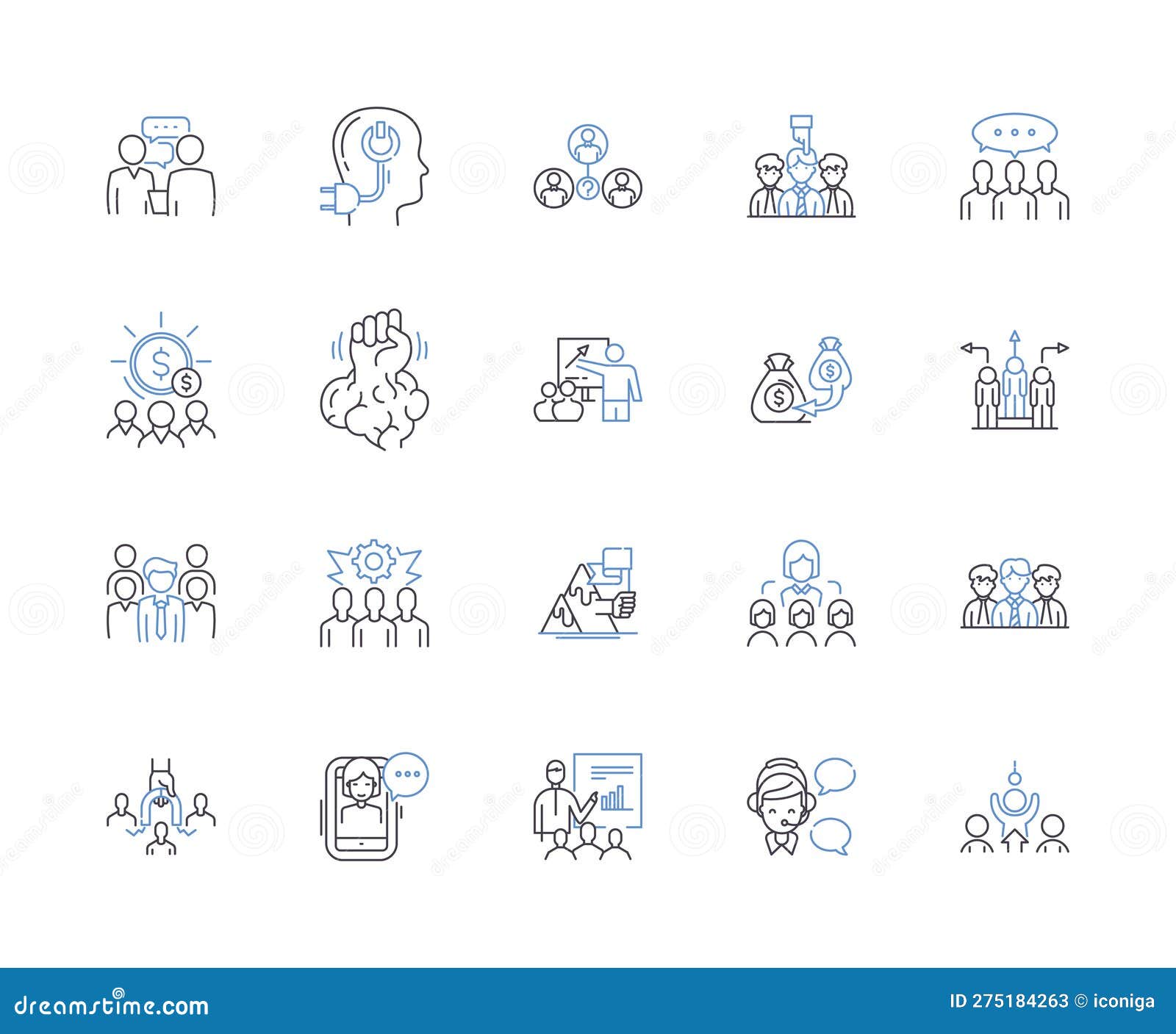 Team Collaboration Outline Icons Collection. Cooperation, Collaboration ...