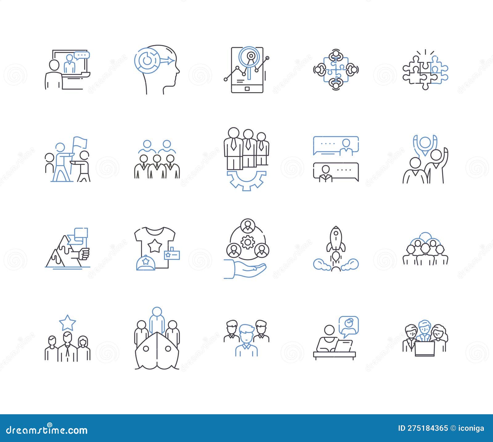 Team Collaboration Outline Icons Collection. Cooperation, Collaboration ...