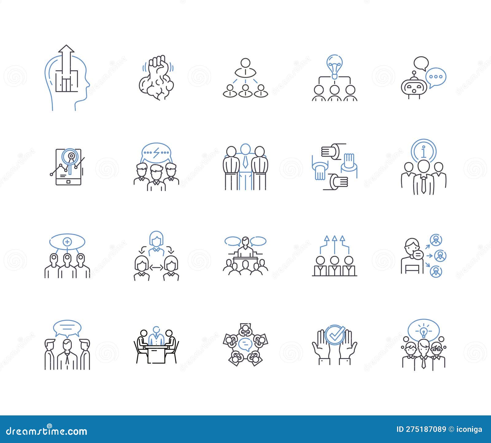 Team Collaboration Outline Icons Collection. Cooperation, Collaboration ...