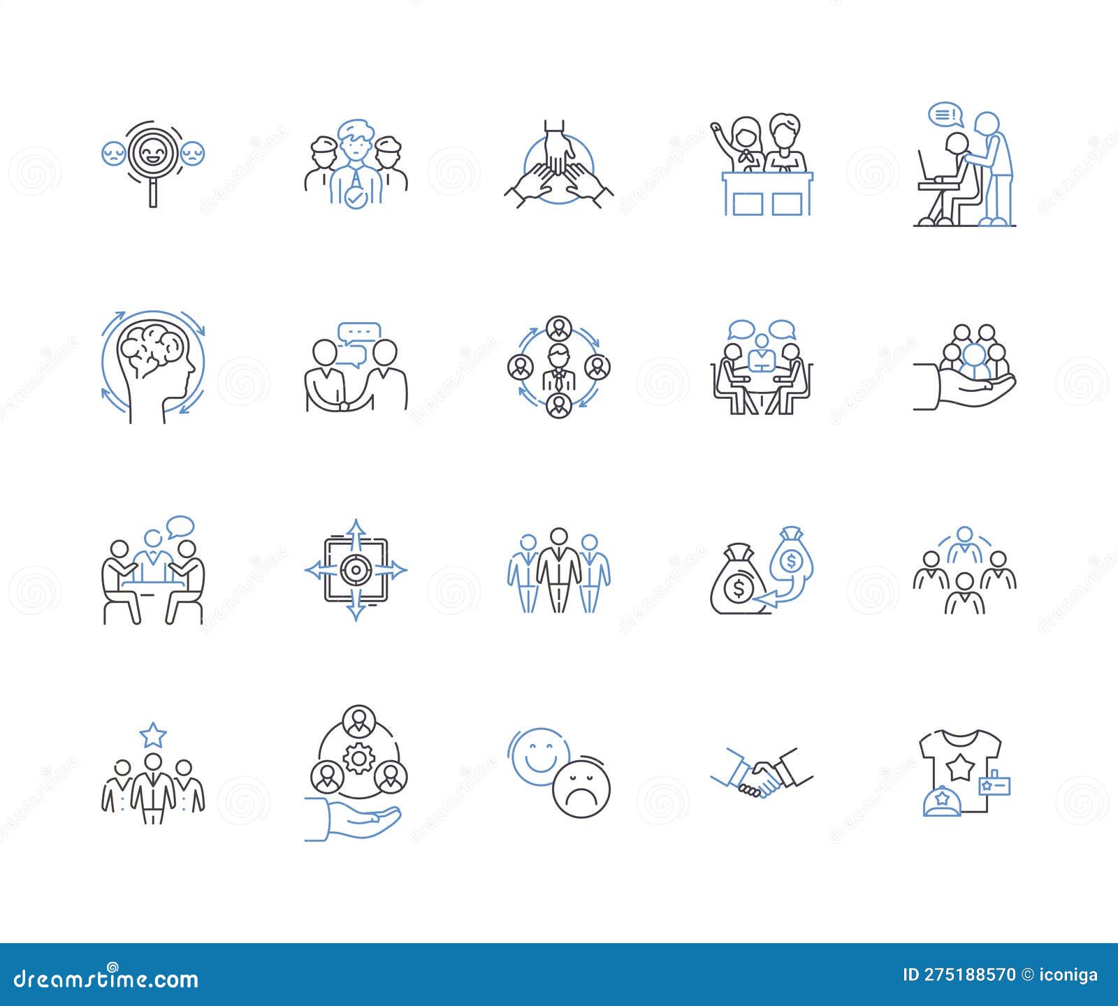 Team Collaboration Outline Icons Collection. Cooperation, Collaboration ...