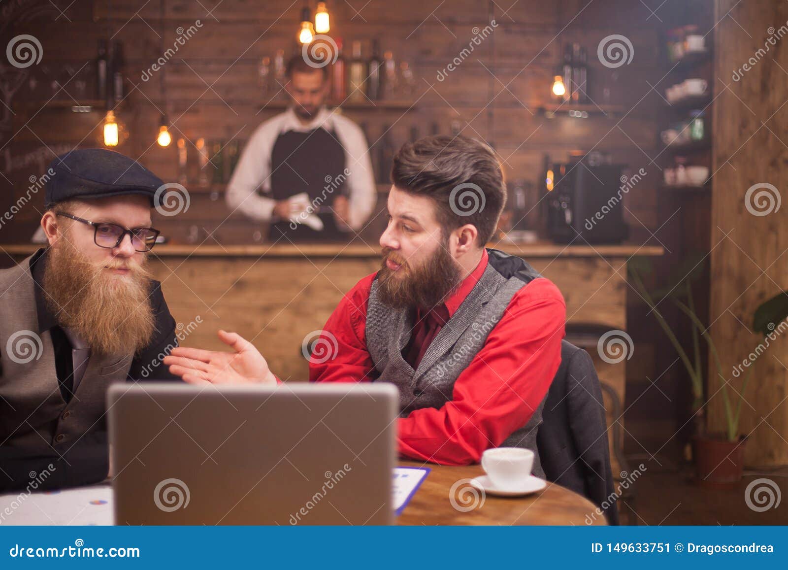 Team of Colleagues Working in the Pub Stock Image - Image of break ...